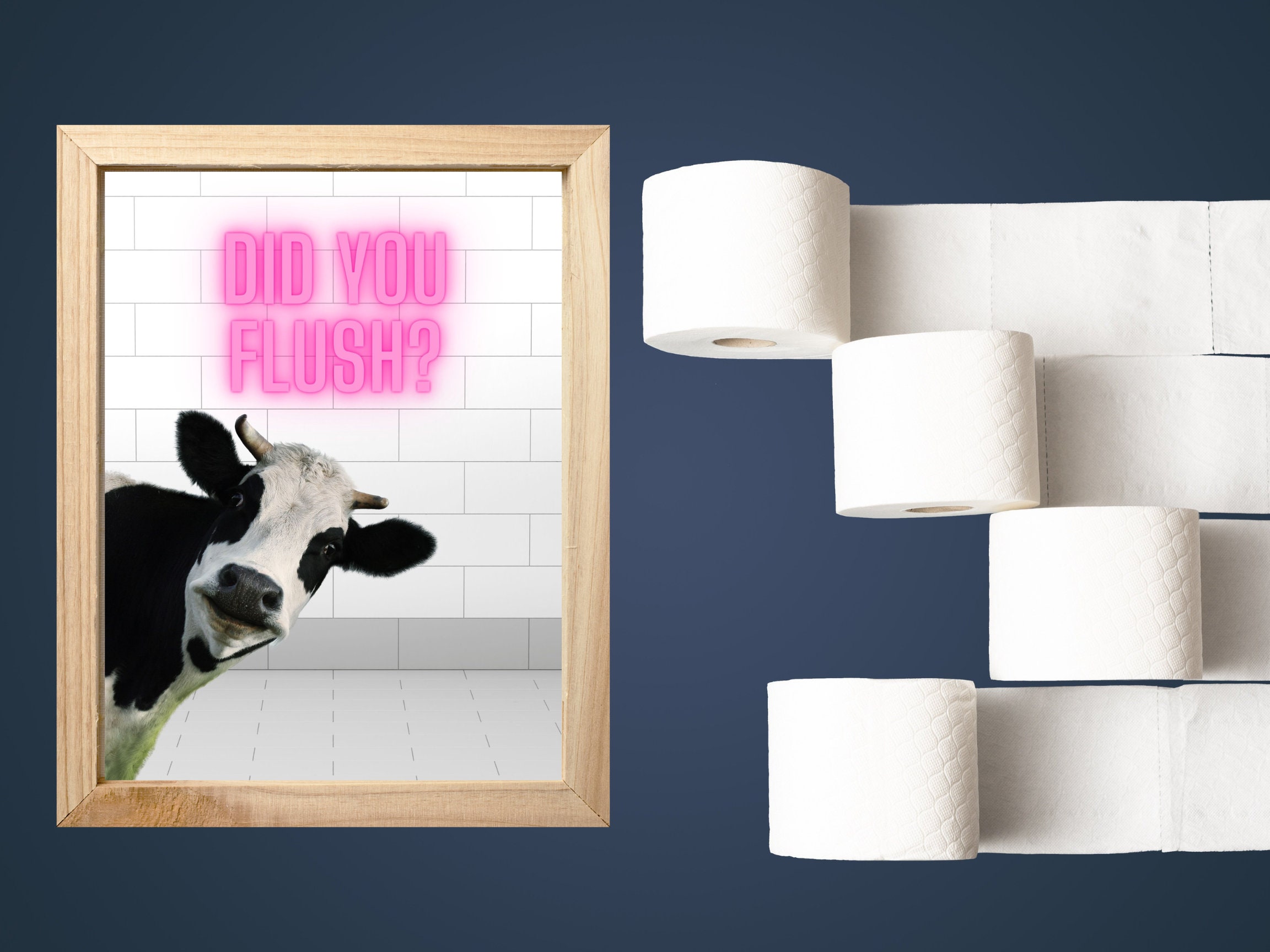Funny Bathroom Wall Art, Funny Cow Art, Funny Bathroom Signs, Funny Cow ...