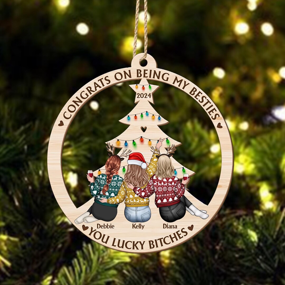 Personalised Best Friend Ornament Christmas, Custom Friends Bauble ...
