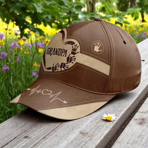Grandpa Dad Kids Handprints - Personalised Classic Cap, Father's Day ...