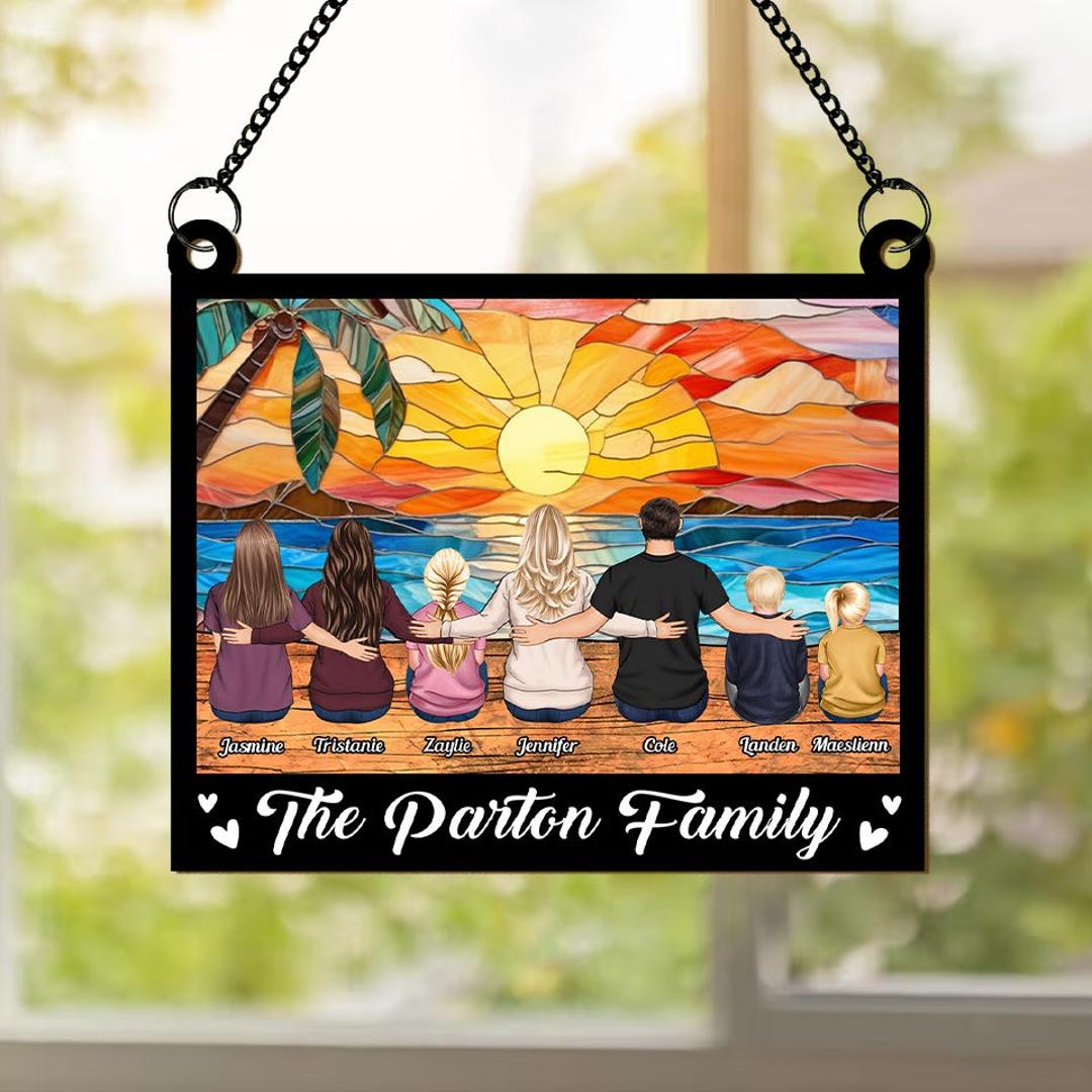 Personalised Family Suncatcher, Christmas Gift, Custom Family Name ...