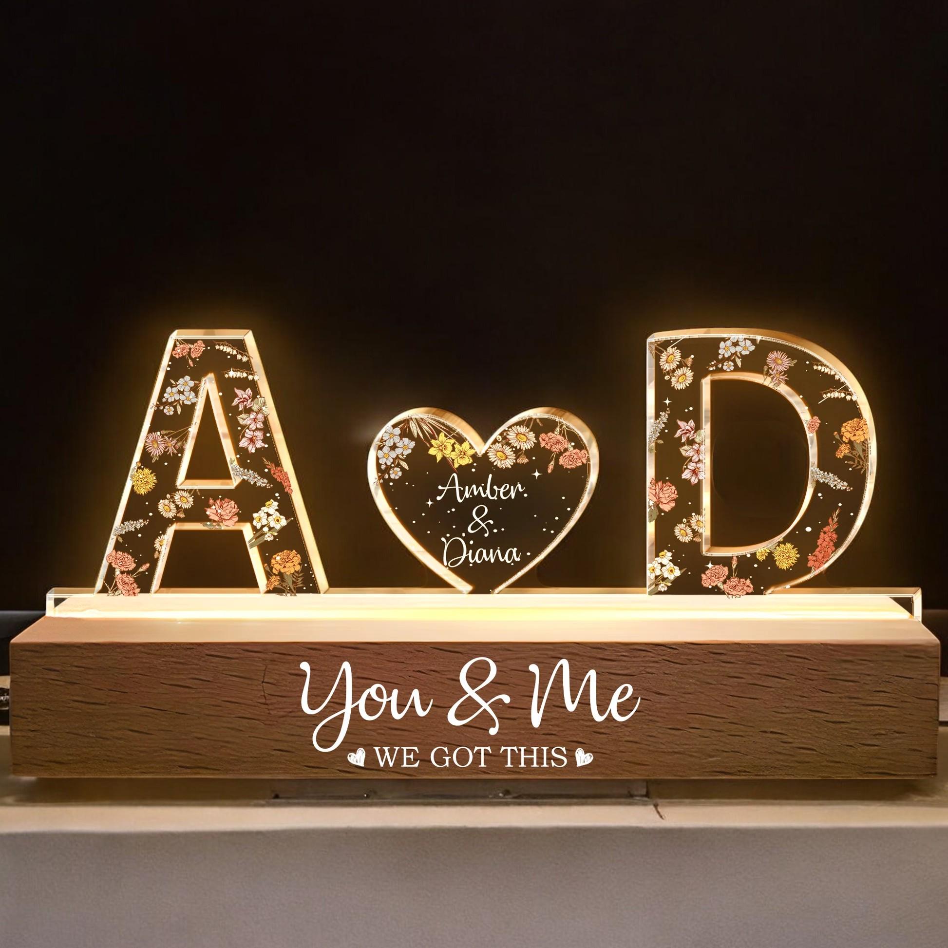 Personalized Initial Night Light Plaque, Couple Lamp, You & Me We Got ...