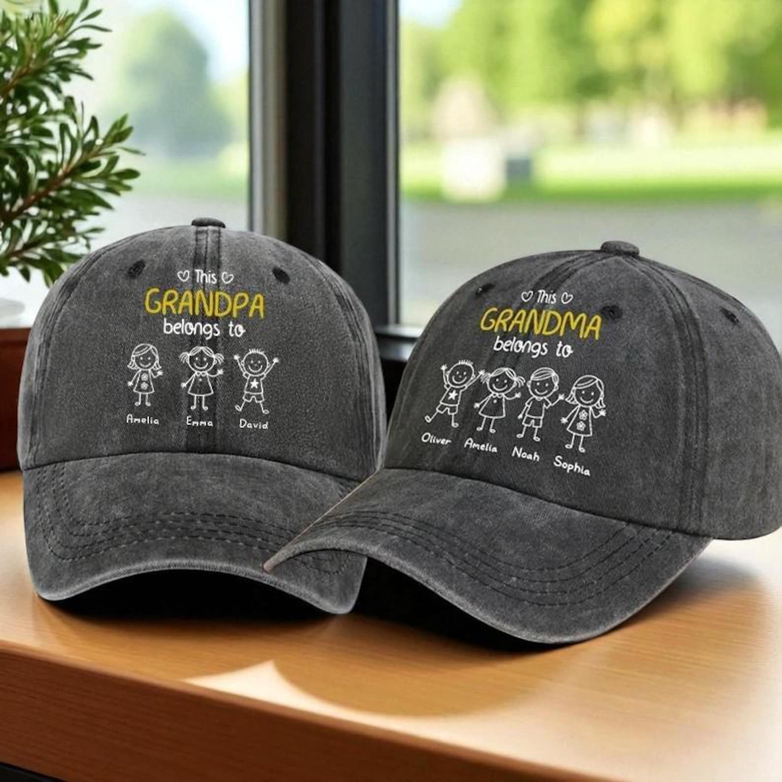 Personalised This Grandpa Belongs to Hat, Custom Grandkids Name Cap ...