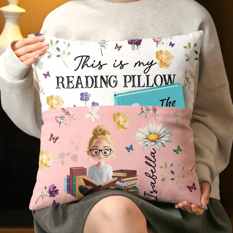 Personalised My Reading Pillow Cover Reading Girl, Custom Birth Month ...