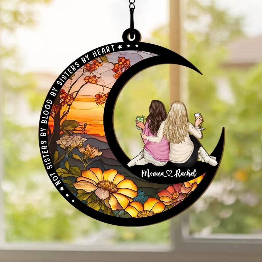 Personalised Besties Forever Suncatcher, Best Friends Sitting on the ...