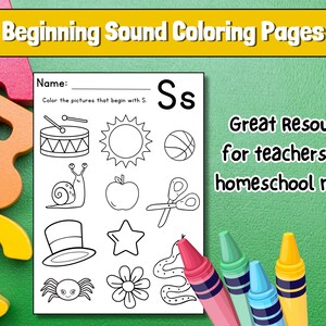 Beginning Letter Sound Coloring Pages, Initial Sound Phonics Activity ...