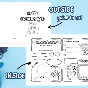 Printable Coloring Greeting Card, Happy Father's Day DIY Gift for Dad ...