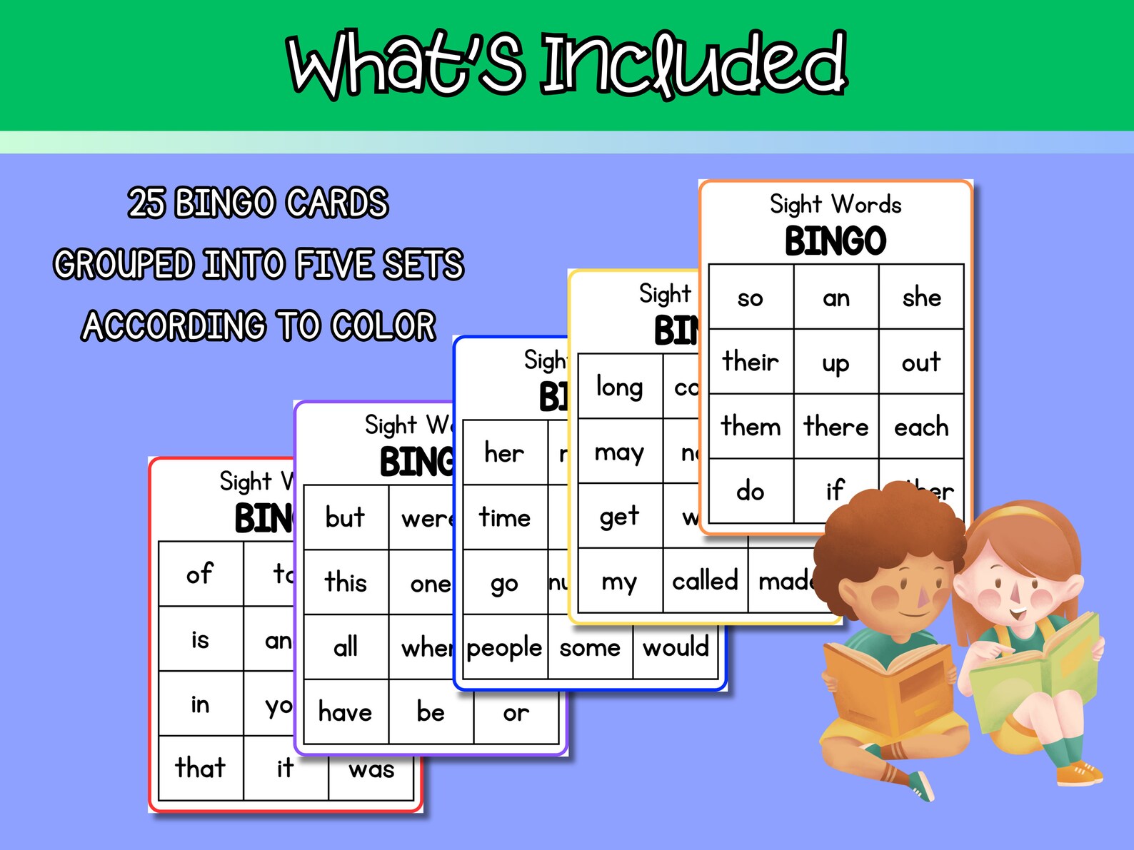 Sight Words Bingo Game, Fry’s First 100 Words, Kindergarten First ...