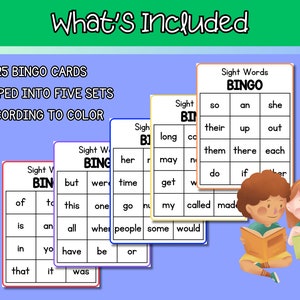 Sight Words Bingo Game, Fry’s First 100 Words, Kindergarten First ...