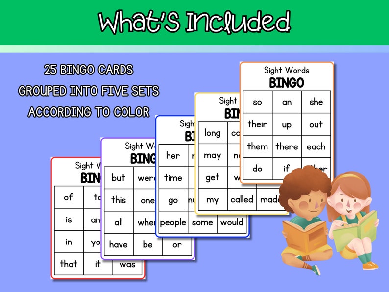 Sight Words Bingo Game, Fry’s First 100 Words, Kindergarten First ...