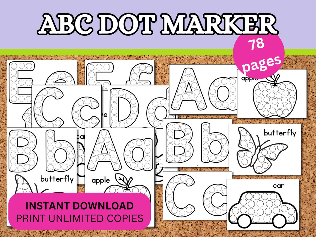 Alphabet Dot Marker Printable, ABC Coloring Pages Activity Sheet for ...