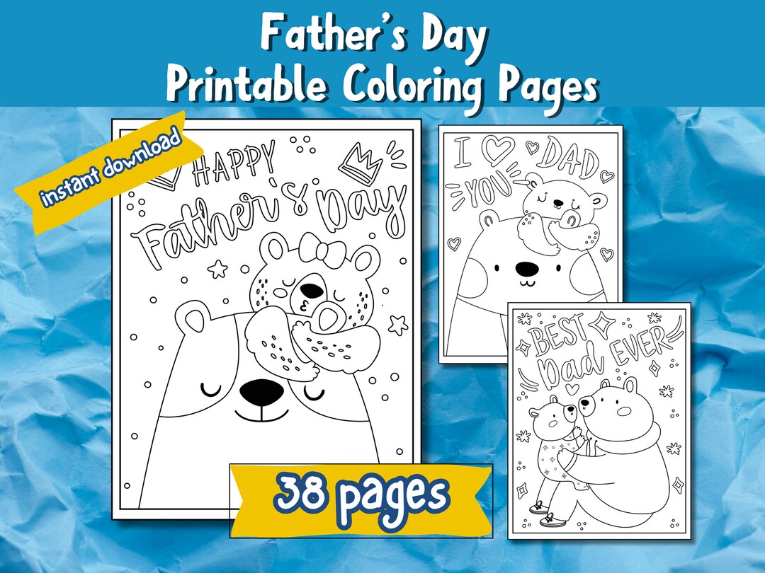 Happy Father's Day Coloring Pages, Printable Father and Child Animal ...