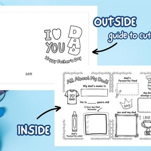 Printable Coloring Greeting Card, Happy Father's Day DIY Gift for Dad ...