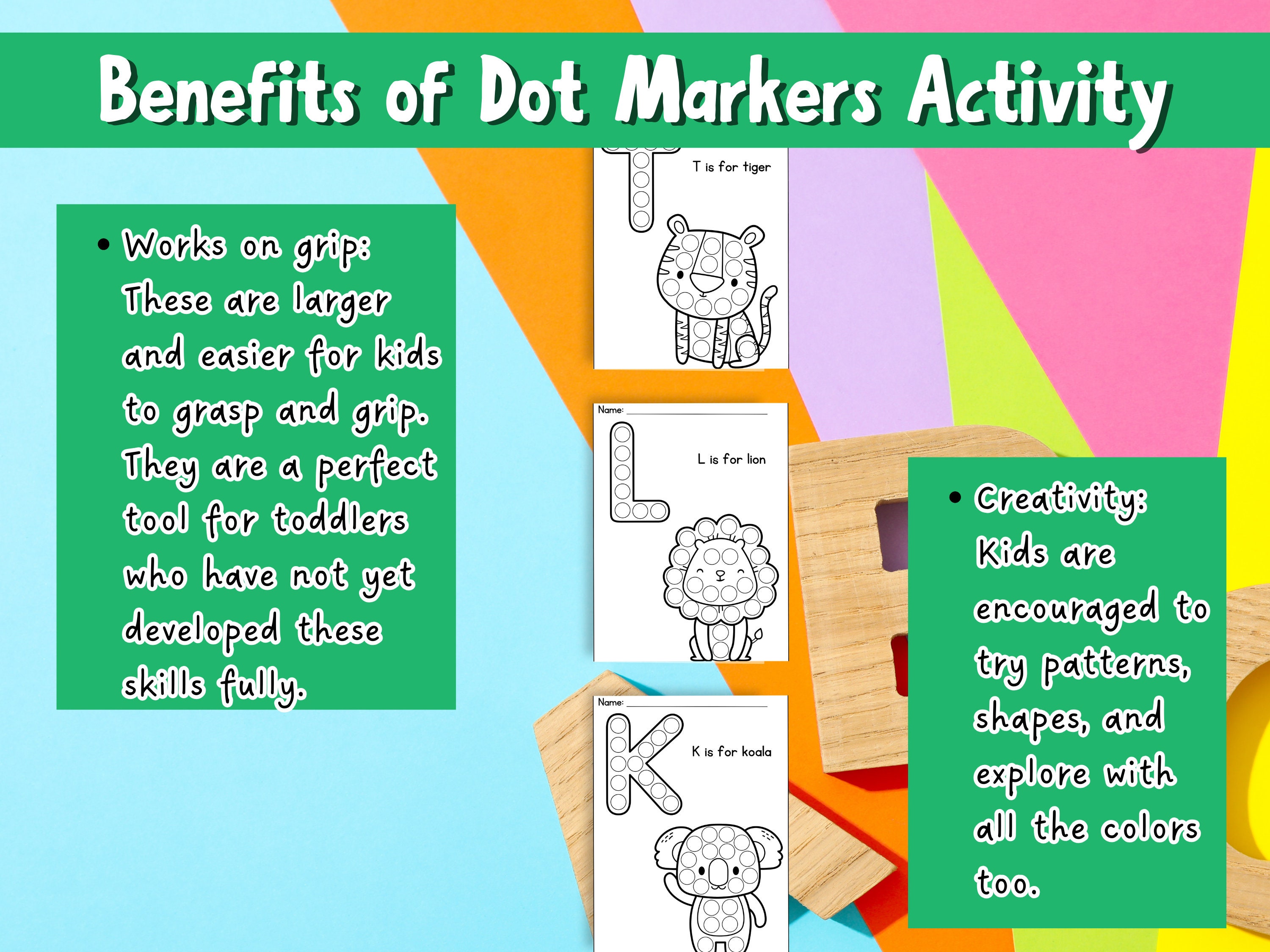 ABC Letters Animal Dot Marker Pages, Preschool Coloring Printables for ...