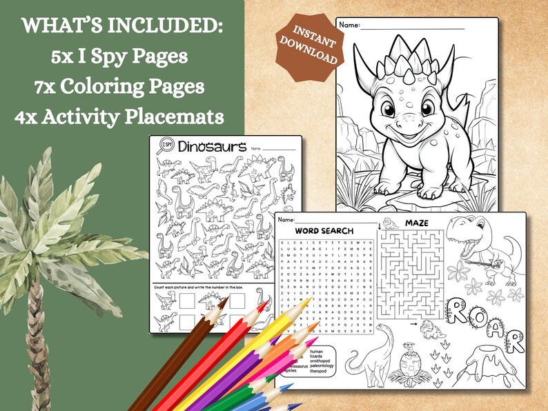 Dinosaur Activity Pages, Dino Coloring Sheet, Birthday Activity ...