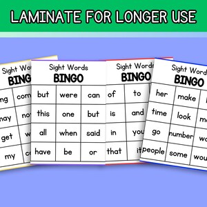 Sight Words Bingo Game, Fry’s First 100 Words, Kindergarten First ...