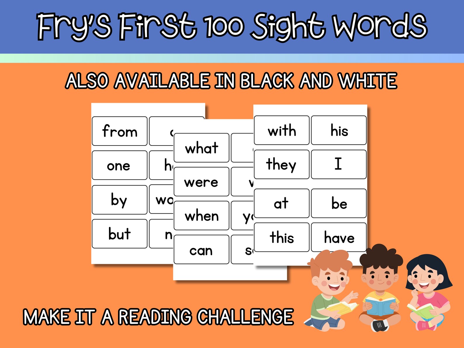 Sight Words Flash Cards, First 100 Fry's List Printable, High-frequency ...