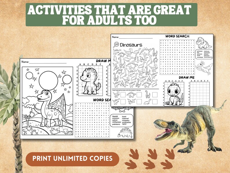 Dinosaur Activity Pages, Dino Coloring Sheet, Birthday Activity ...
