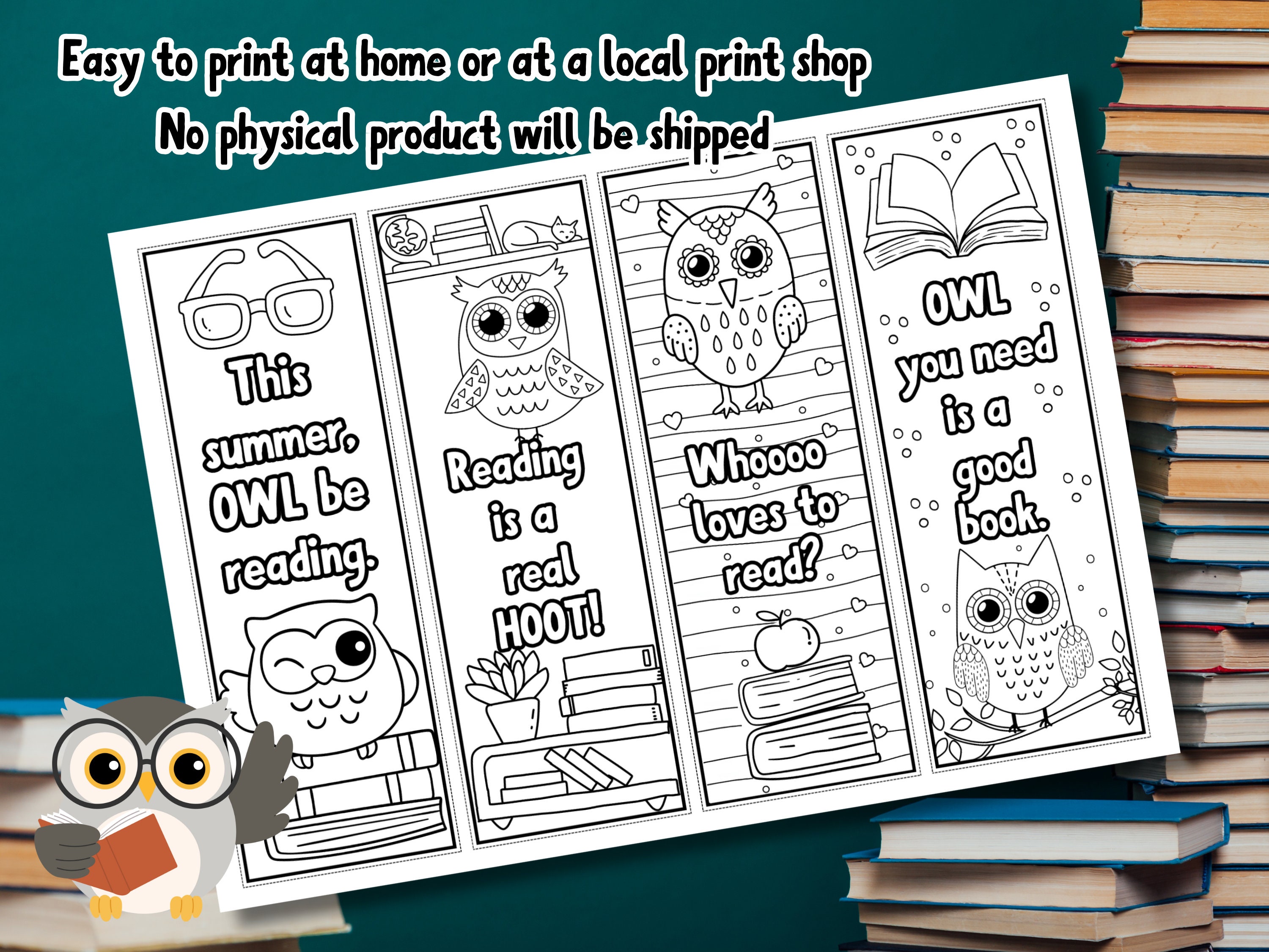 Printable Coloring Bookmarks, Owl Animal Themed Bookmarks, Perfect for ...