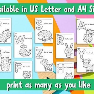 ABC Letters Animal Dot Marker Pages, Preschool Coloring Printables for ...