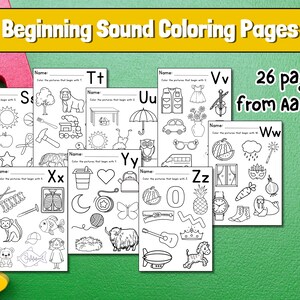 Beginning Letter Sound Coloring Pages, Initial Sound Phonics Activity ...