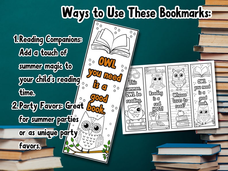 Printable Coloring Bookmarks, Owl Animal Themed Bookmarks, Perfect for ...