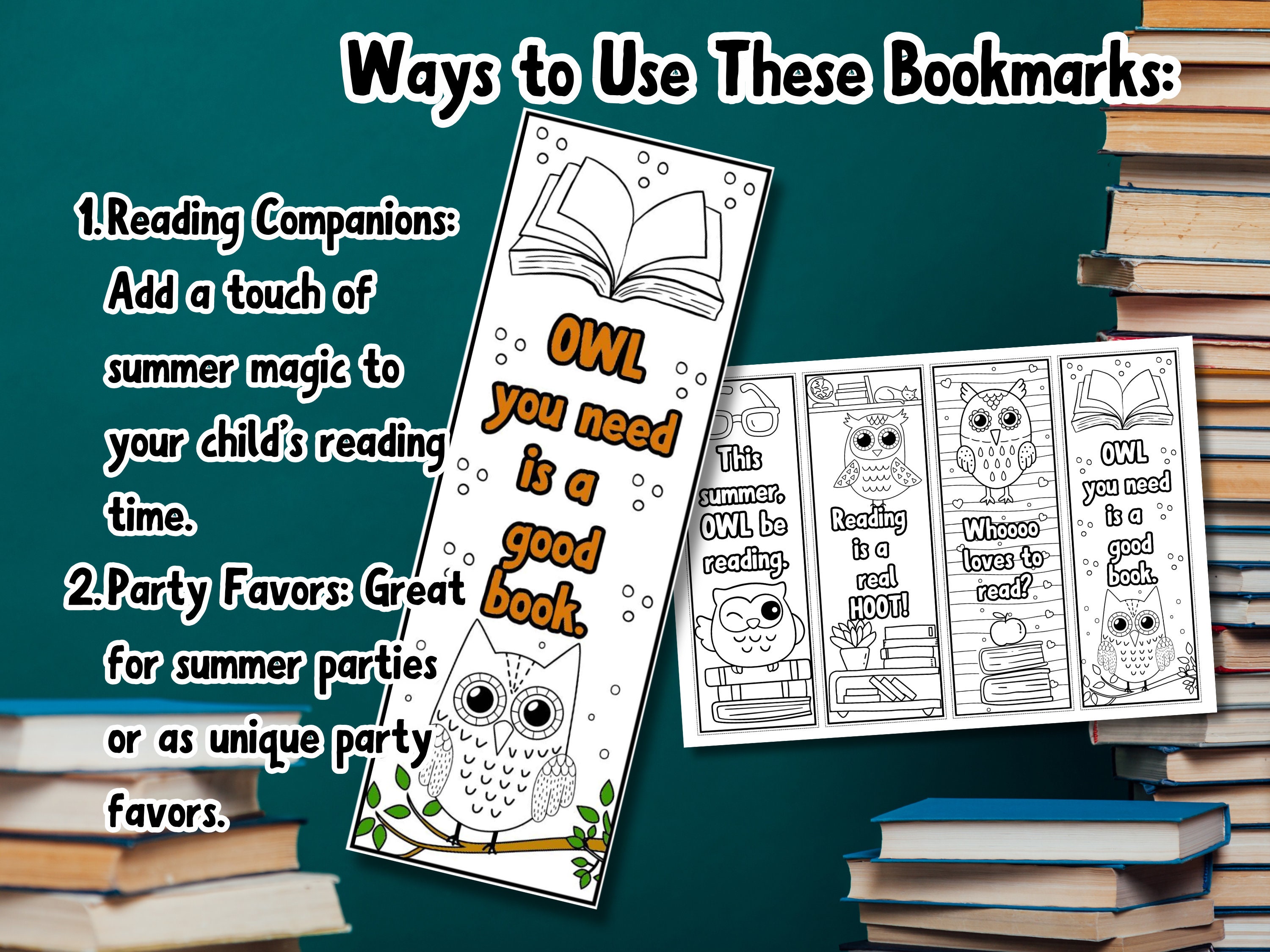 Printable Coloring Bookmarks, Owl Animal Themed Bookmarks, Perfect for ...