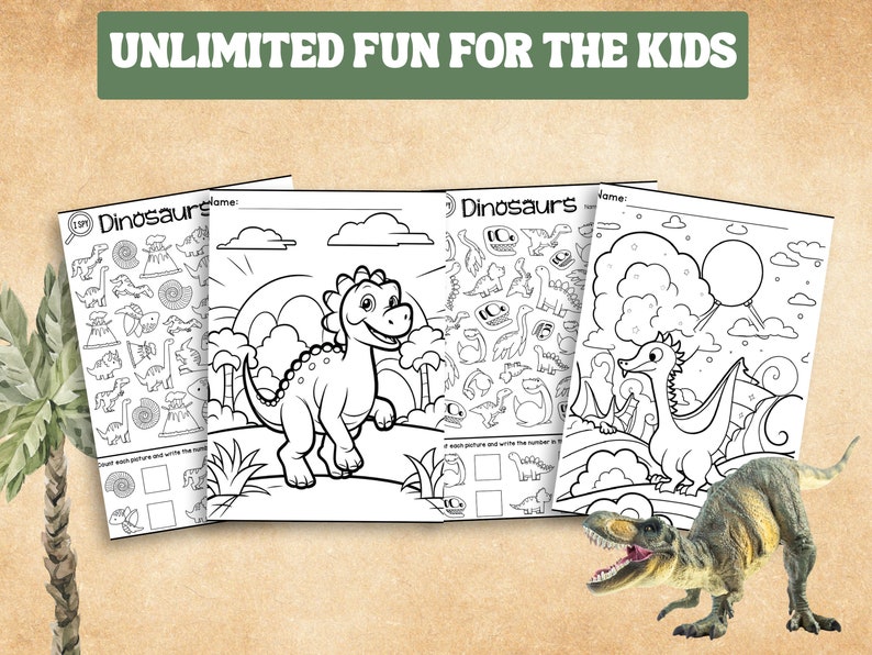 Dinosaur Activity Pages, Dino Coloring Sheet, Birthday Activity ...