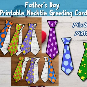 Father's Day Printable Necktie Greeting Card DIY From Kids ...