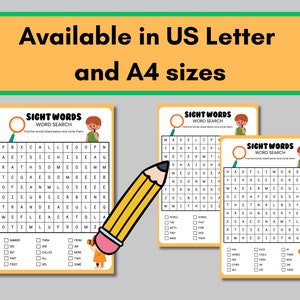 Word Search Puzzle for Kids, Fry's First 100 Sight Words, Printable ...