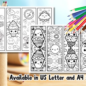Printable Coloring Bookmarks, Kawaii Summer Theme, Fun and Creative DIY ...