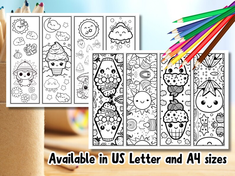 Printable Coloring Bookmarks, Kawaii Summer Theme, Fun and Creative DIY ...