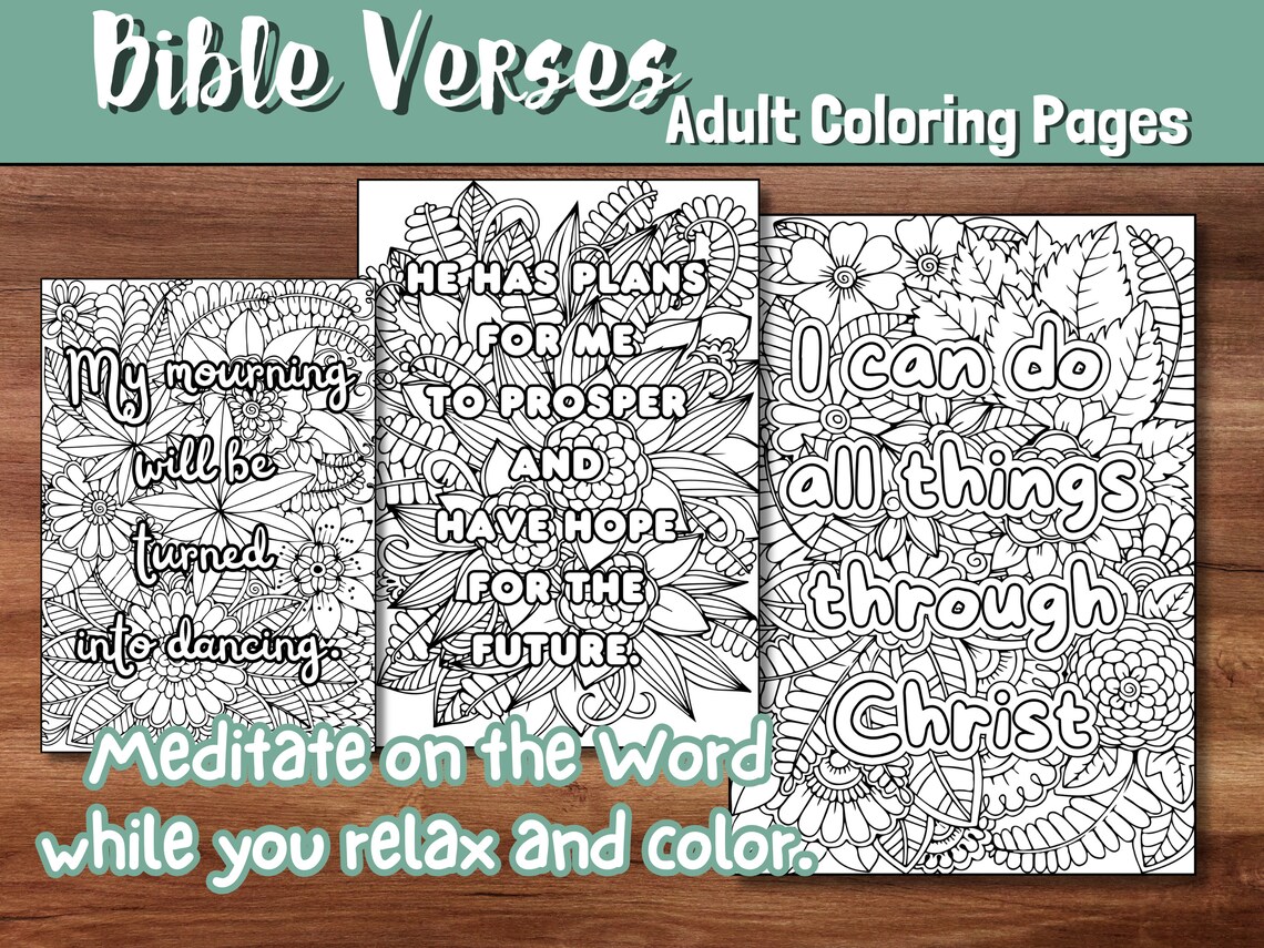 Bible Verses Coloring Pages for Adults Teens, 20 Positive Affirmations ...