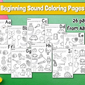 Beginning Letter Sound Coloring Pages, Initial Sound Phonics Activity ...