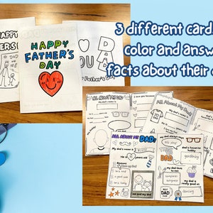 Printable Coloring Greeting Card, Happy Father's Day DIY Gift for Dad ...