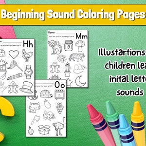 Beginning Letter Sound Coloring Pages, Initial Sound Phonics Activity ...