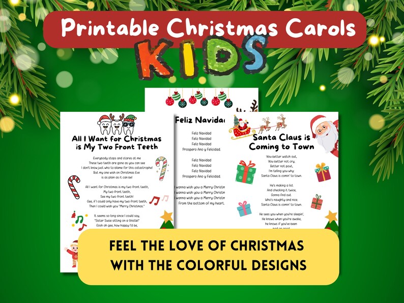 Christmas Carols for Kids, Printable Song Lyrics, Popular Songs ...