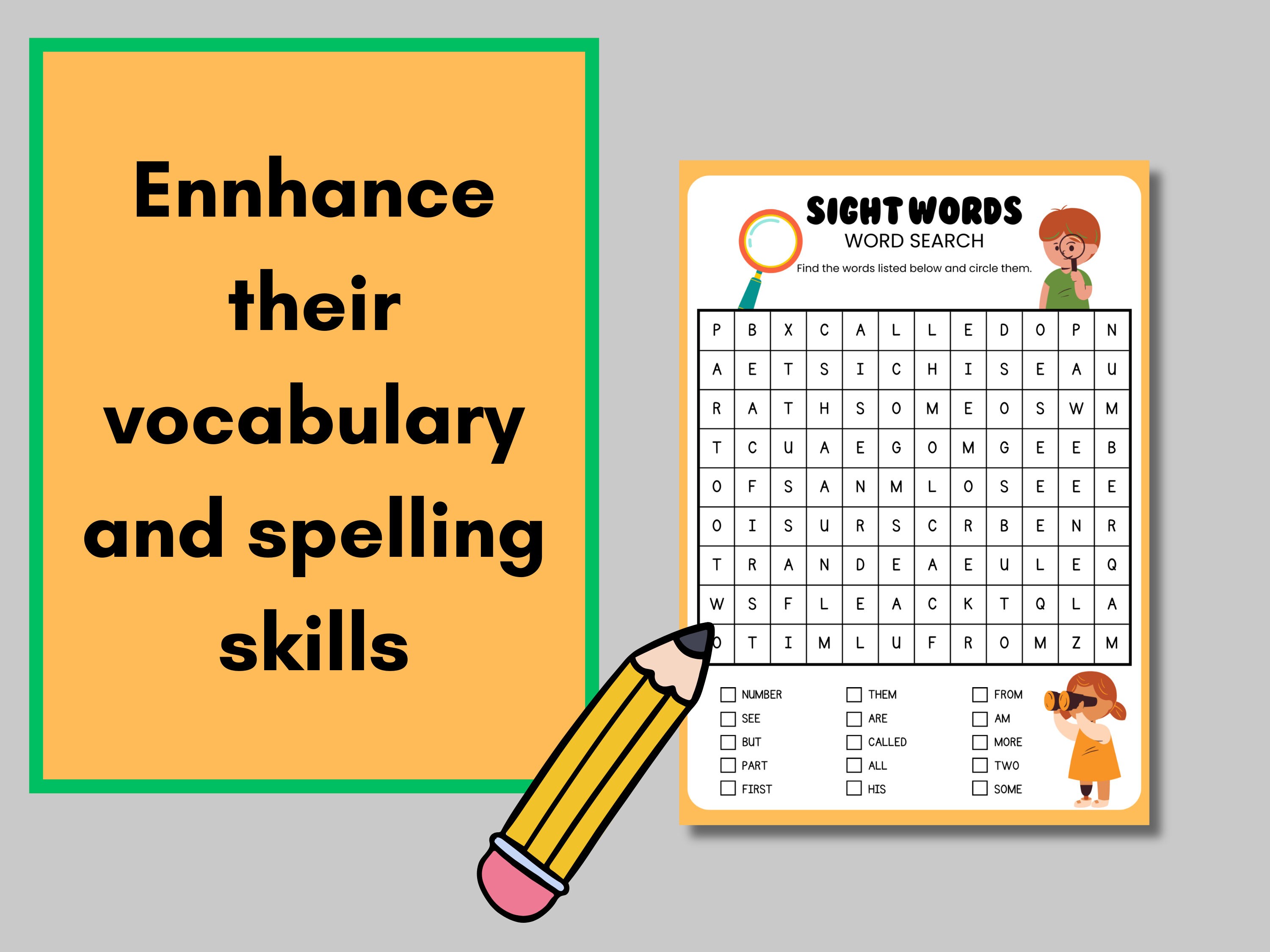 Word Search Puzzle for Kids, Fry's First 100 Sight Words, Printable ...