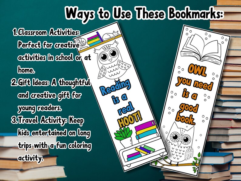 Printable Coloring Bookmarks, Owl Animal Themed Bookmarks, Perfect for ...