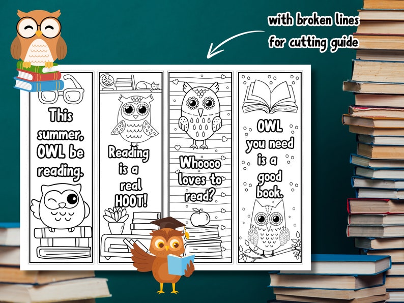 Printable Coloring Bookmarks, Owl Animal Themed Bookmarks, Perfect for ...