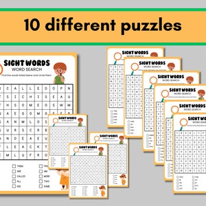 Word Search Puzzle for Kids, Fry's First 100 Sight Words, Printable ...