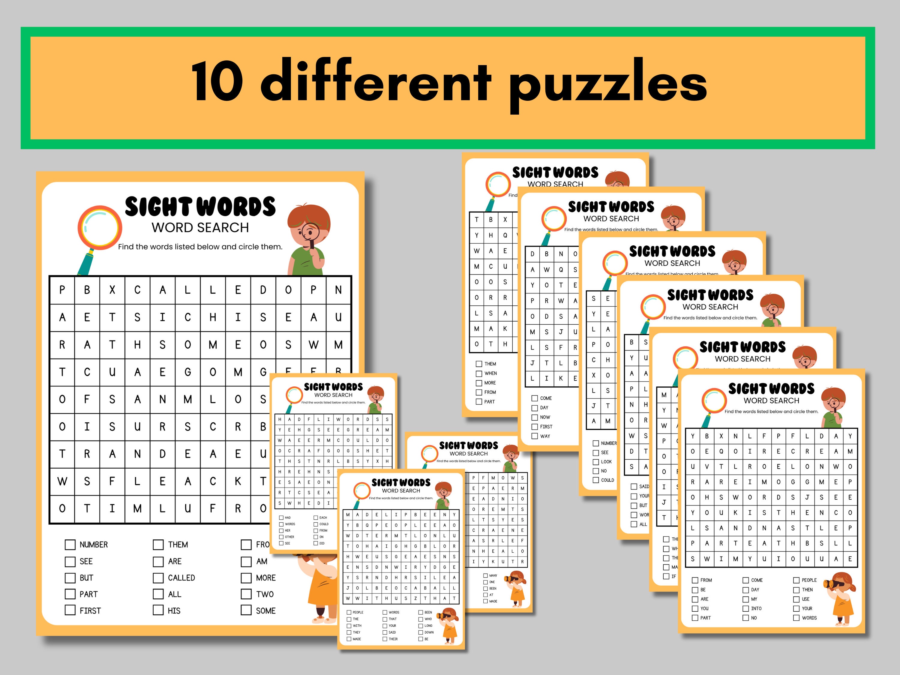 Word Search Puzzle for Kids, Fry's First 100 Sight Words, Printable ...