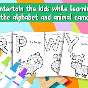 ABC Letters Animal Dot Marker Pages, Preschool Coloring Printables for ...