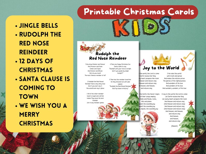 Christmas Carols for Kids, Printable Song Lyrics, Popular Christmas ...