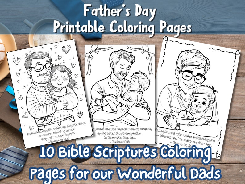 Father's Day Coloring Pages Bible Verses, Printable Gift for Dads ...