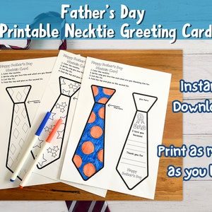 Father's Day Printable Necktie Greeting Card DIY From Kids ...