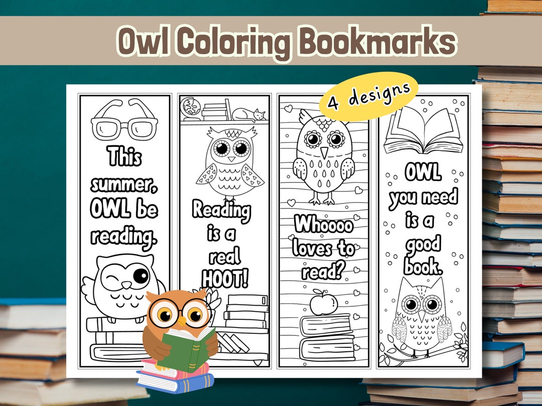 Printable Coloring Bookmarks, Owl Animal Themed Bookmarks, Perfect for ...