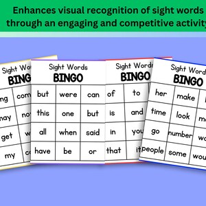 Sight Words Bingo Game, Fry’s First 100 Words, Kindergarten First ...