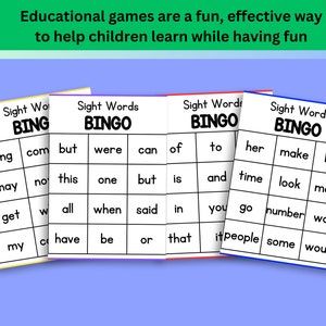 Sight Words Bingo Game, Fry’s First 100 Words, Kindergarten First ...