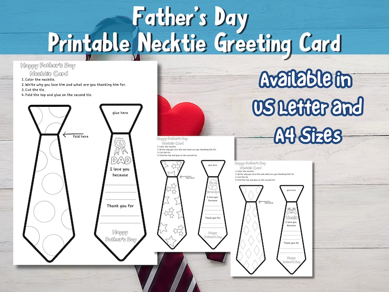 Father's Day Printable Necktie Greeting Card DIY From Kids ...