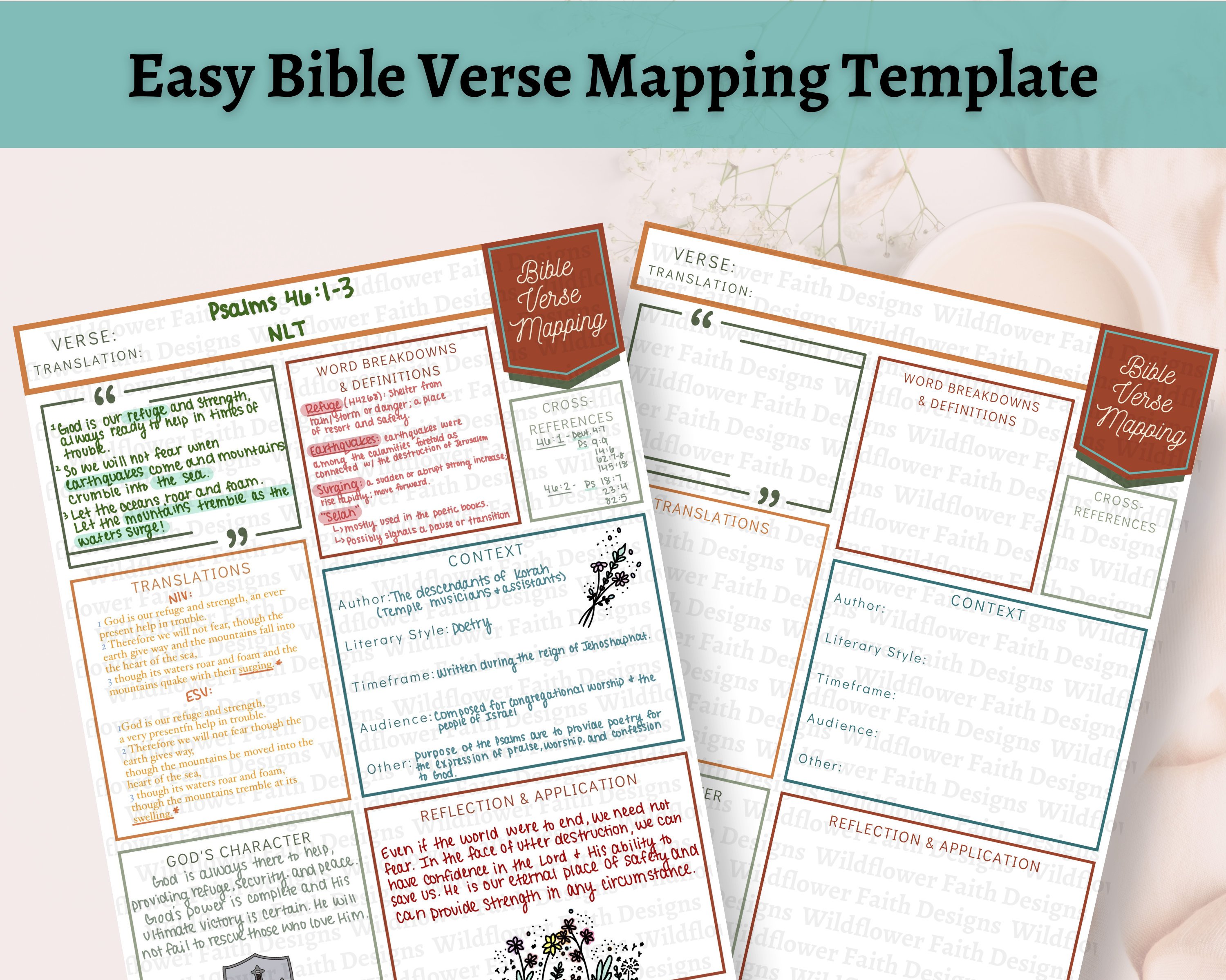 Bible Verse Mapping Template: Christian Study Printable (digital ...